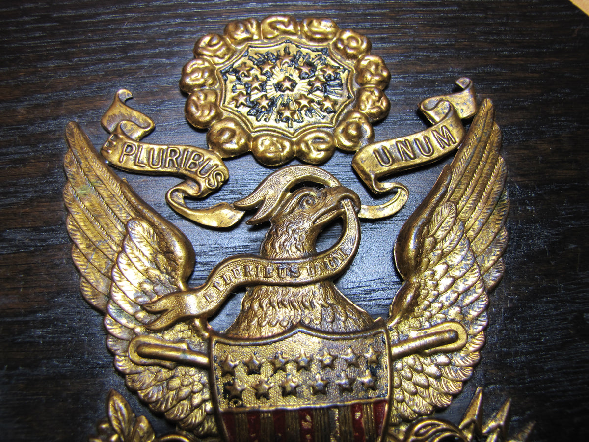 E PLURIBUS UNUM Old Spread Winged Eagle Crest Shield Decorative Arts P ...