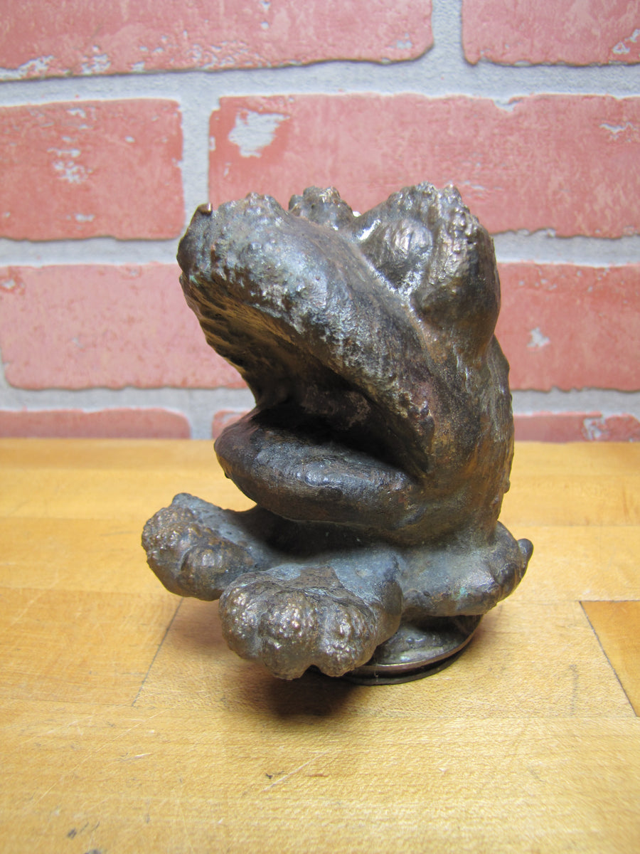 EASTERN MOULDED PROD CONN FROG Old Cast Metal Bronze Squeeky Toy Indus ...