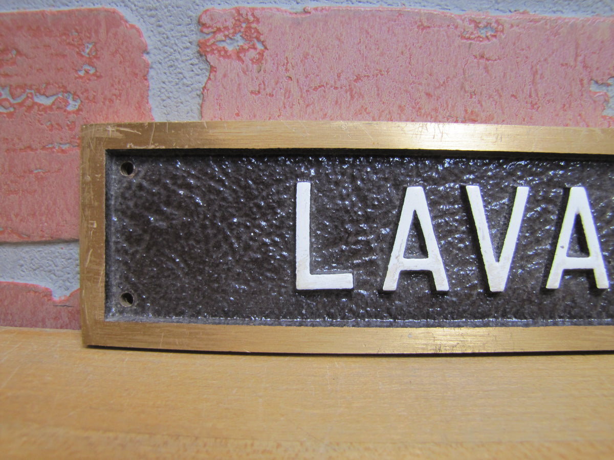 LAVATORY Old Embossed Advertising Sign Bathroom Restroom Toilet Bronze ...