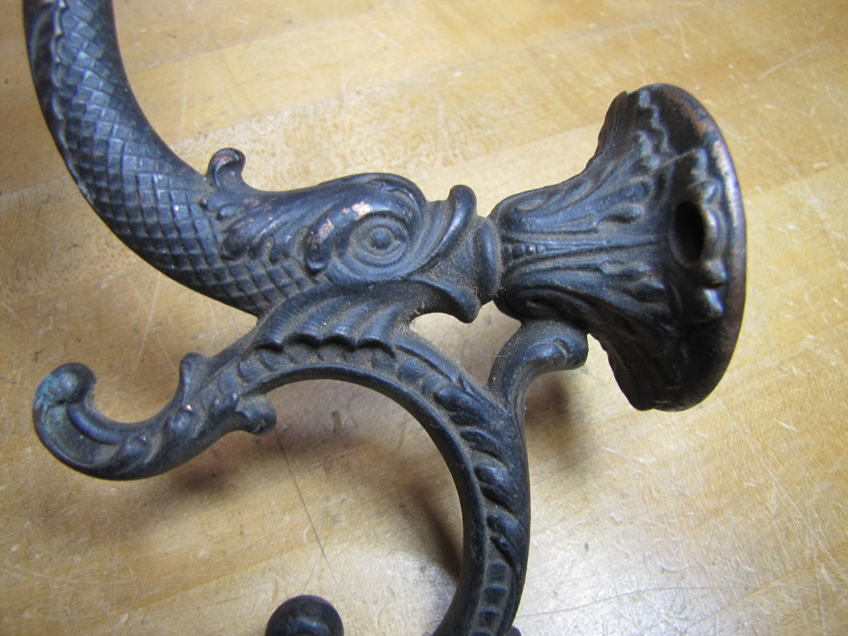 Antique Dauphin Koi Devil Fish Hook Hanger Decorative Arts Hardware El ...