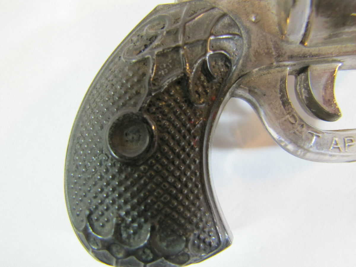 Antique Glass Gun Pistol Ornate Detailing Black Grips Silver Body Deco ...